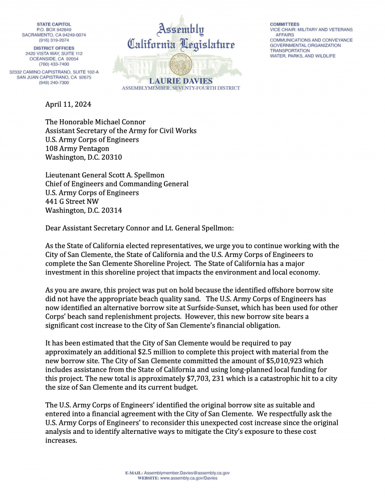 OC Delegation letter to Army Corps - AD74 | Davies