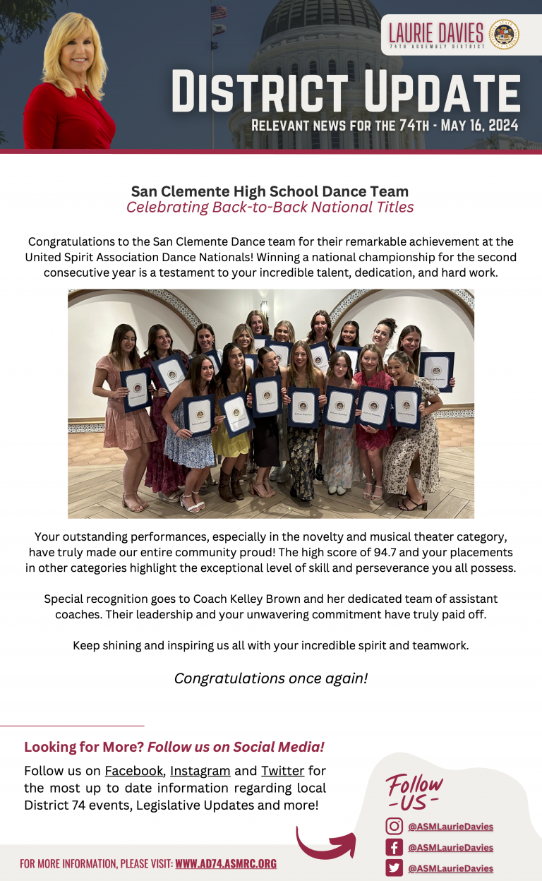 San Clemente High School Dance Team – Celebrating Back-to-Back National Titles - AD74 | Davies
