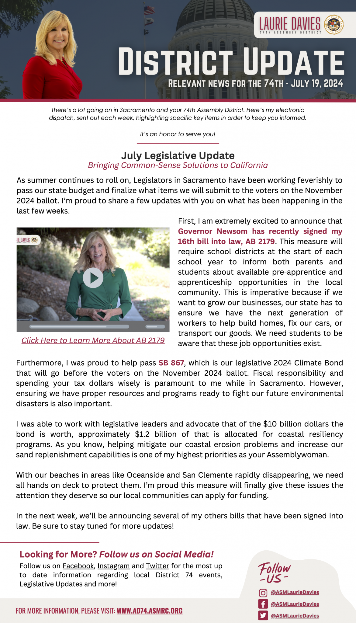 Davies Dispatch – July Legislative Update - AD74 | Davies