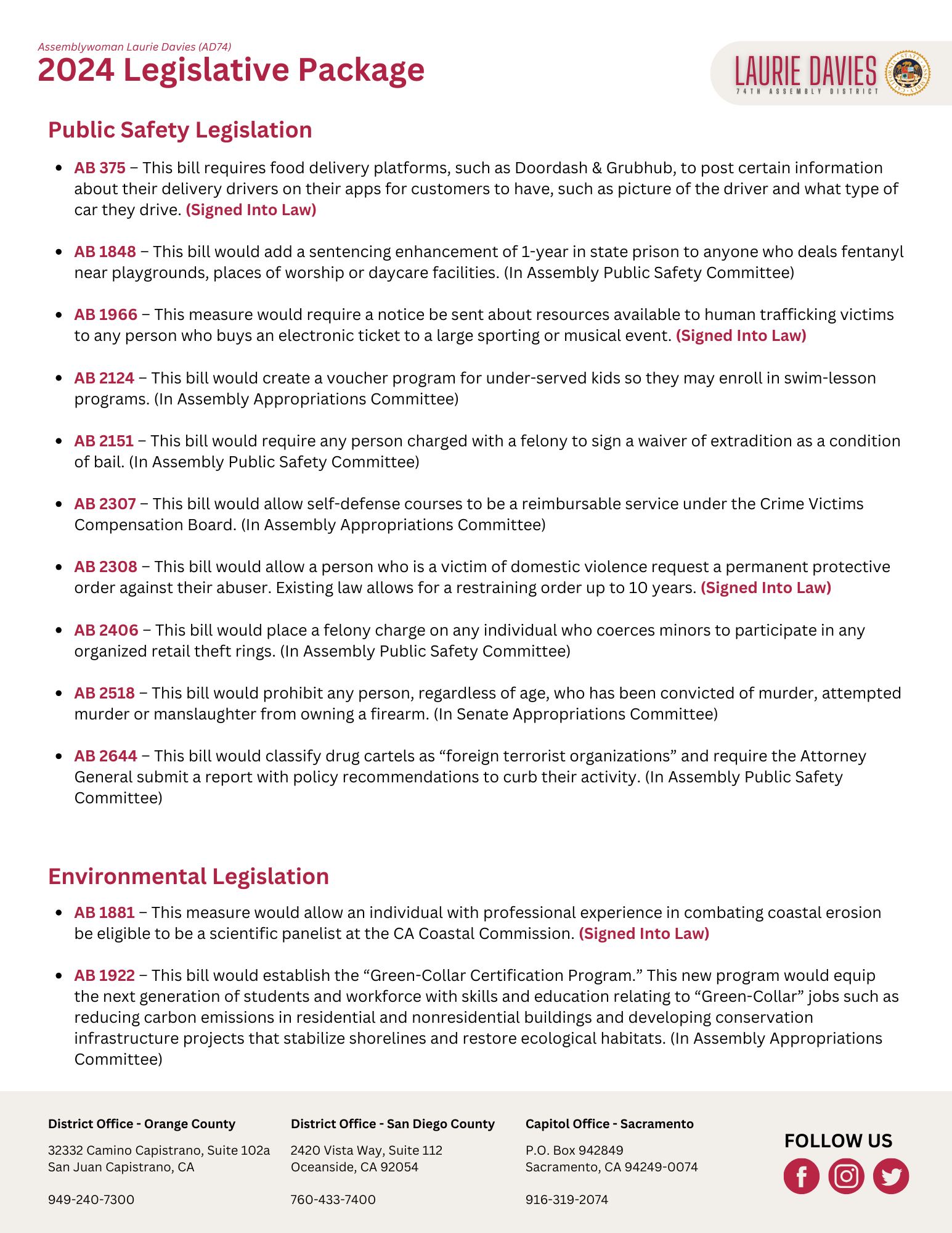 2024 Legislative Update – End of Session - AD74 | Davies